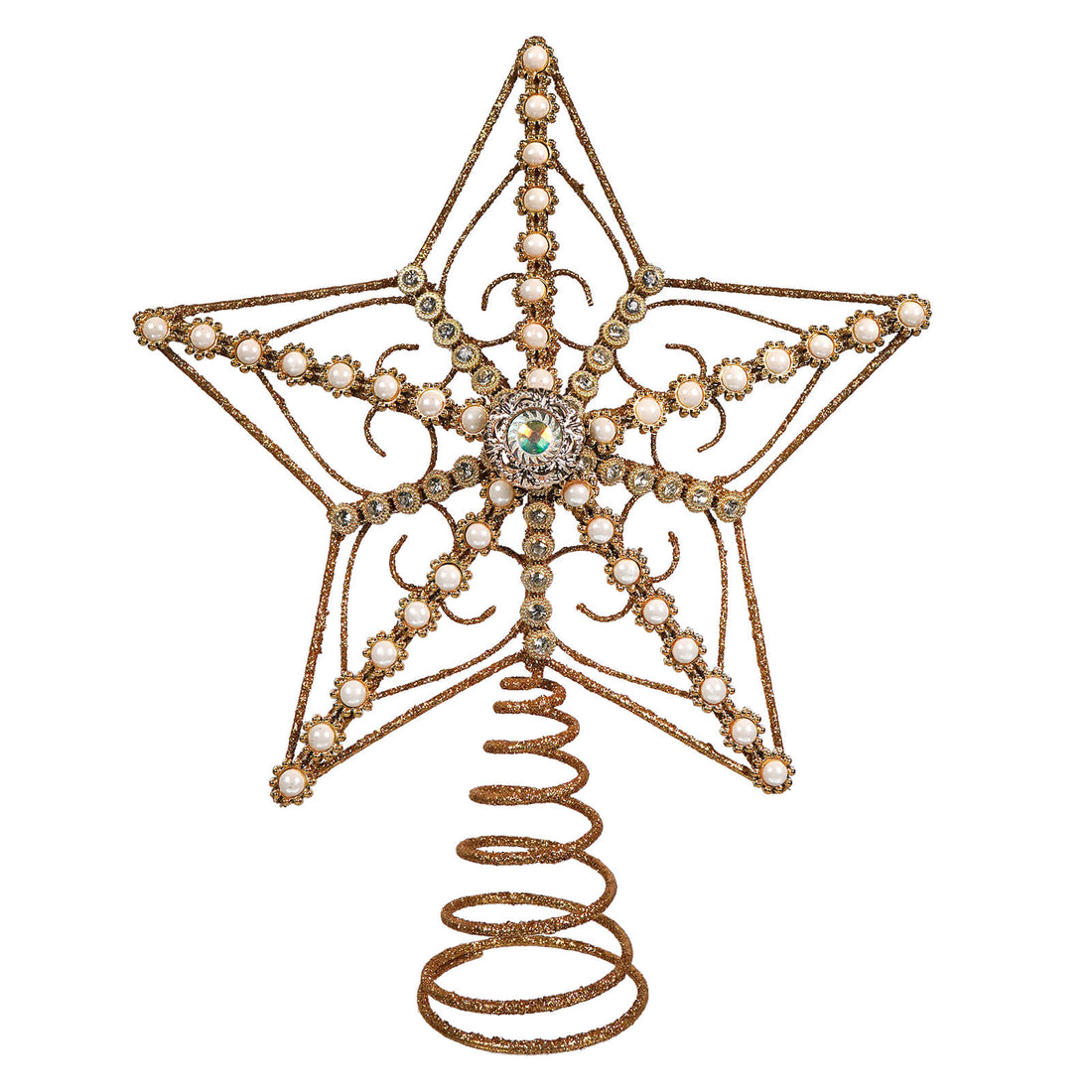 12" Metallic Gold Glitter 5-Point Star Tree Topper by Kurt Adler ...