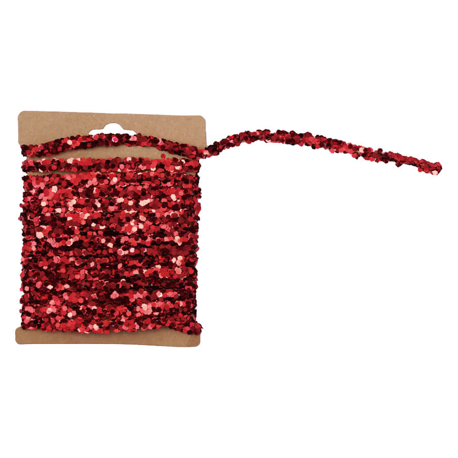 120" Red String Glitter Garland On Kraft Card by Creative Co-op ...