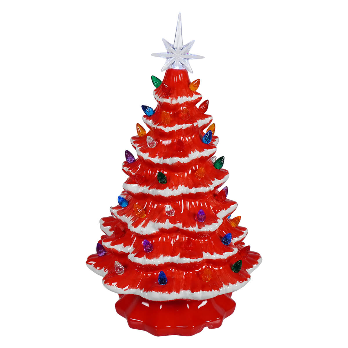 14.5" Large Lighted Red Ceramic Christmas Tree by One Hundred 80 ...