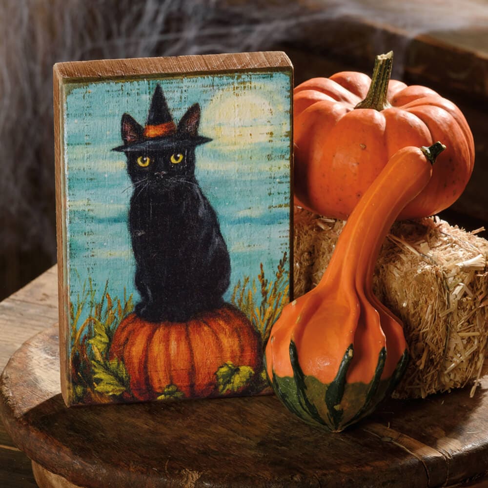 Black Cat Witch Block Sign by Michele Kixmiller for Primitives by Kathy ...