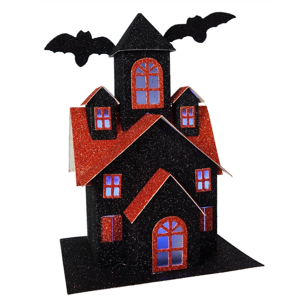 Black Lighted Haunted House with Bats by Transpac – Traditions