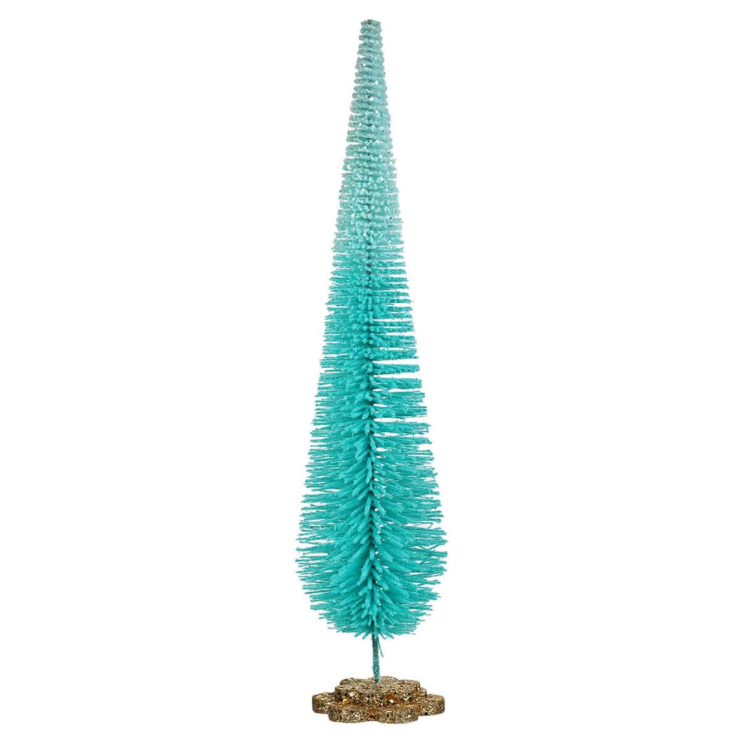 Blue Flocked Spiraled Tree With Gold Glittered Base by Glitterville ...