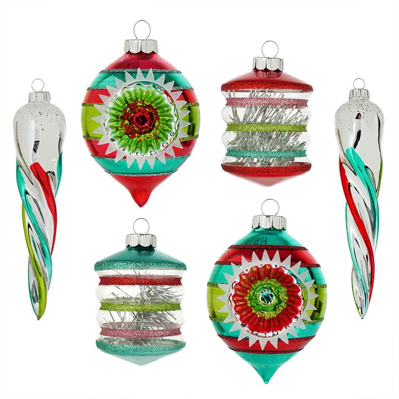 Festive Fete Mixed Shape Ornaments Set/6 by Christopher Radko – Traditions