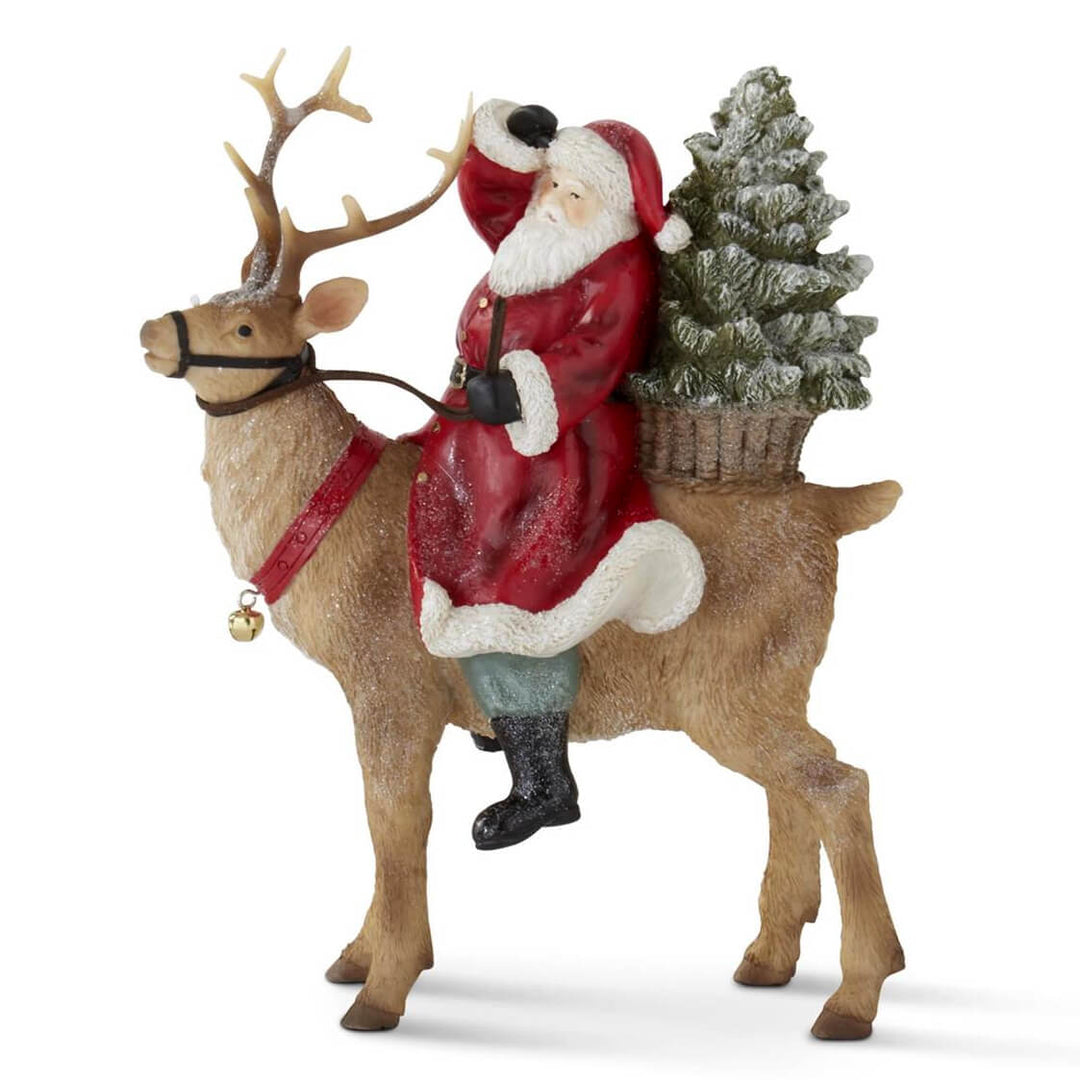 Glittered Santa Riding Reindeer by K & K Interiors – Traditions