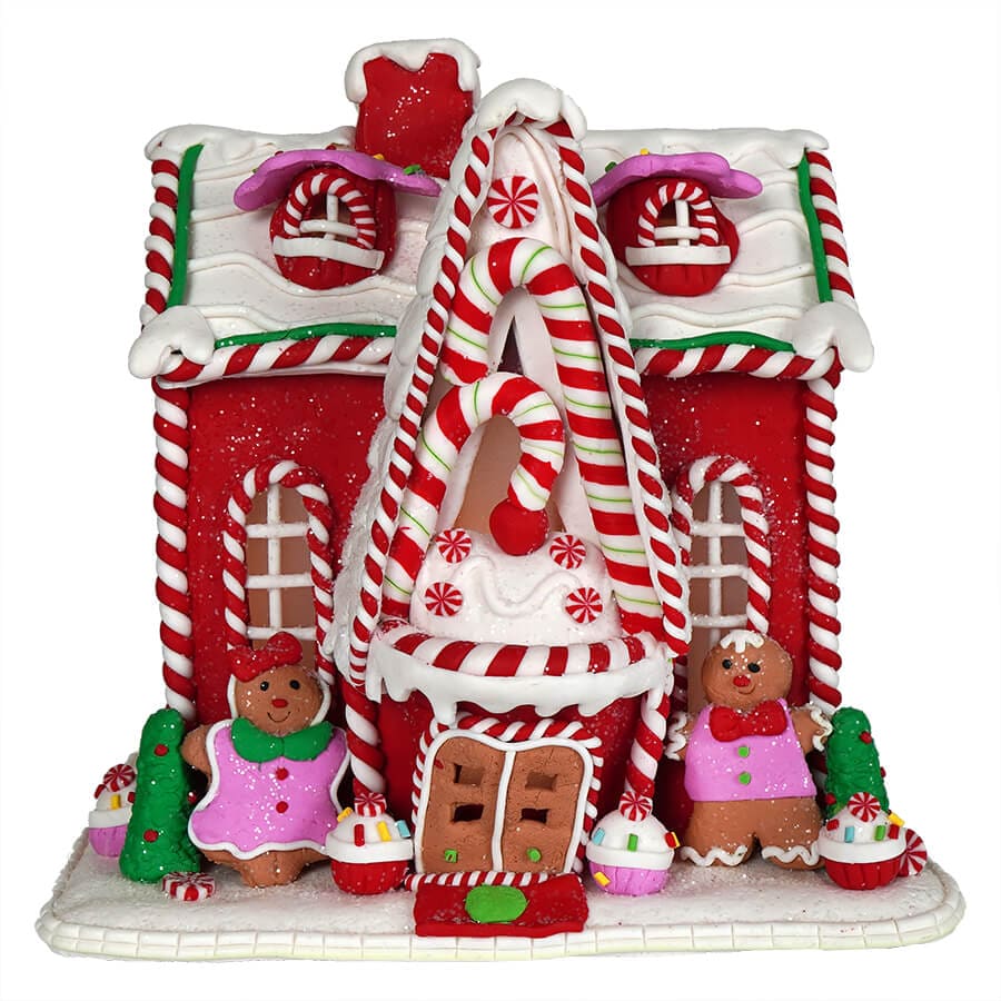 Lighted Red Gingerbread Candy House by Kurt Adler – Traditions