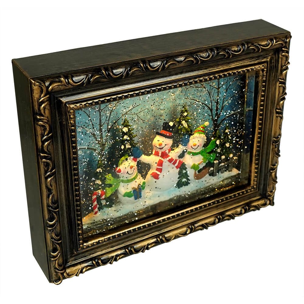 Picture Frame Snow Family Christmas Lighted Scene by Gerson Companies ...