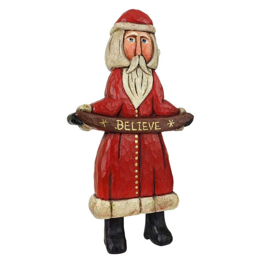 Red Santa With Believe Banner by Lori Miller for Whispering Pines ...