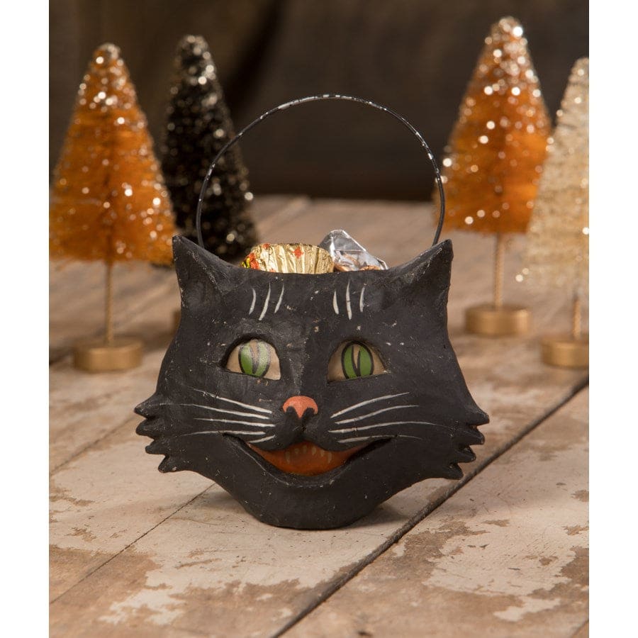 Small Vintage Happy Cat Bucket Ornament by Bethany Lowe Designs ...