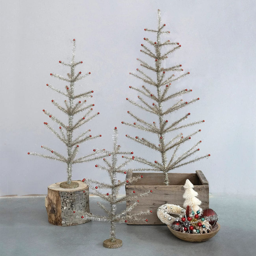 Vintage Reproduction Tinsel Trees Set/3 by Creative Co-op – Traditions