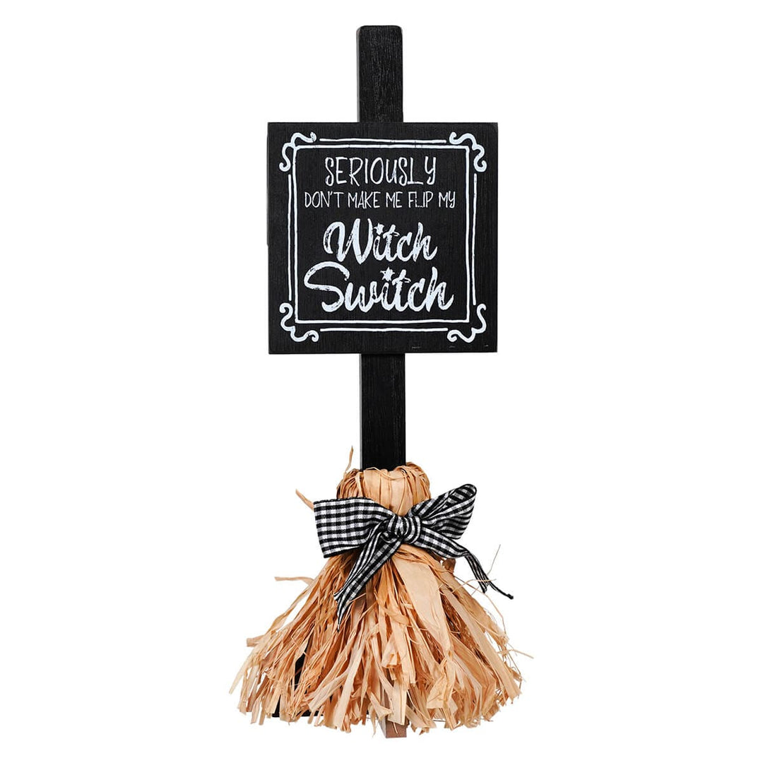 ’Witch Switch’ Straw Broom Sign by Transpac – Traditions
