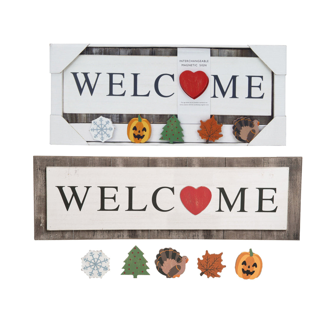 Wood Welcome Sign With Holiday Magnets Set/7 – Traditions